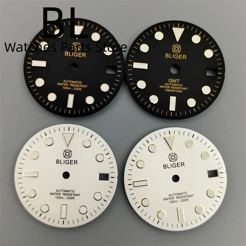 BLIGER-29mm-Matte-Watch-Dial-Black-White-Dial-With-GLOD-Rose-Golde-Edge ...