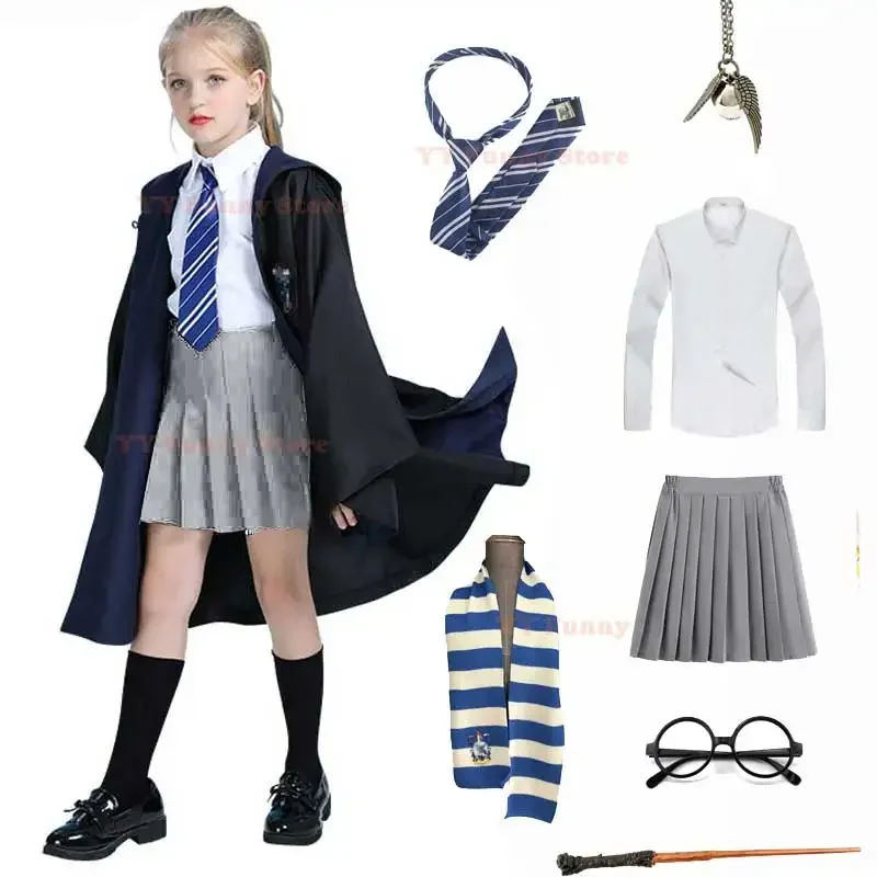 Men-Women-Child-Witchcraft-Wizard-Cosplay-Ravenclaw-Robe-Cloak-Kids ...