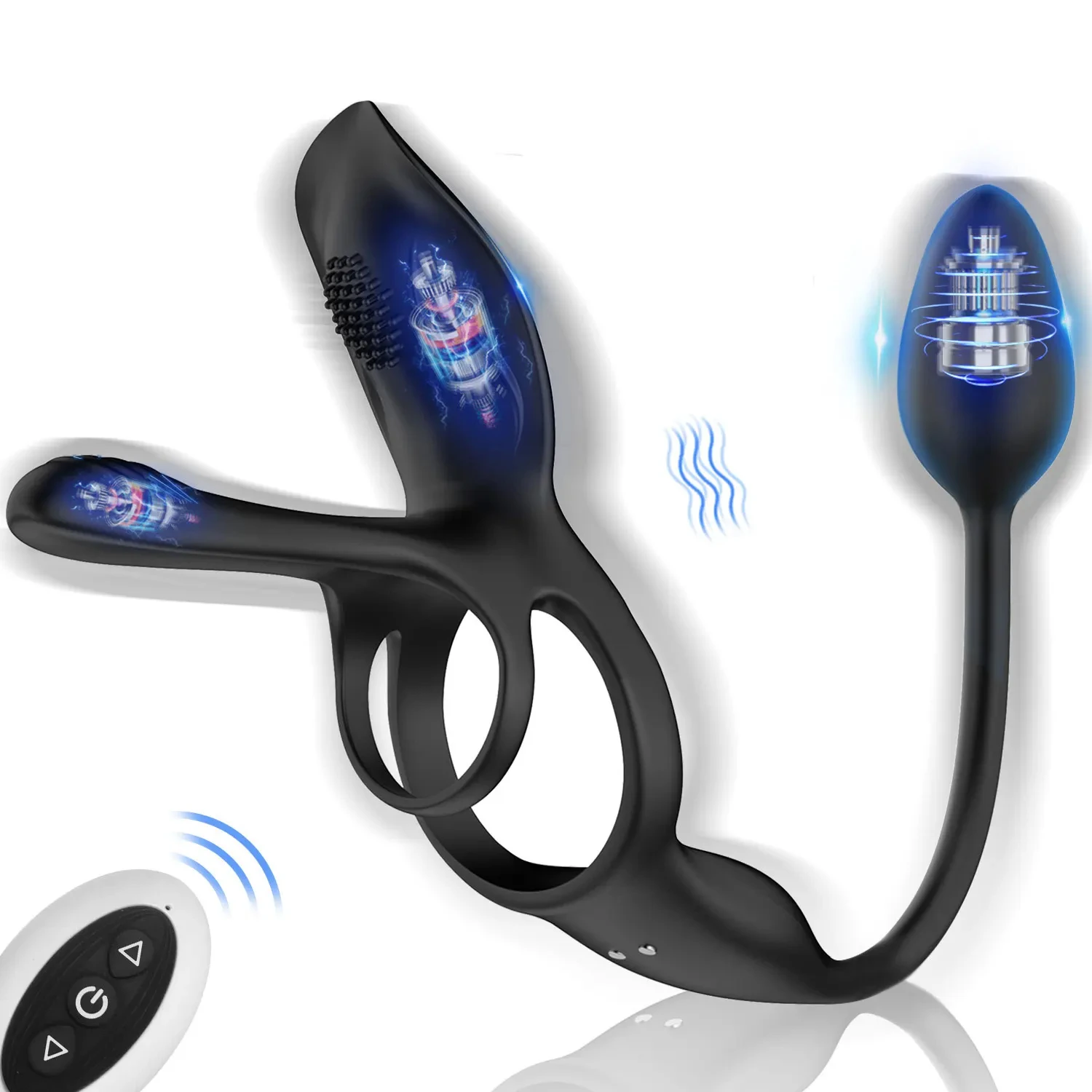 Vibrator Remote Control Cock Ring Prostate Massager Men Penis Ring