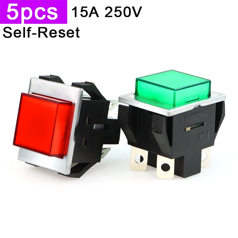 5pcs Push Switch Pallet Jack Jog Reset Square 4Pin 15A KD4 Self-Reset ...