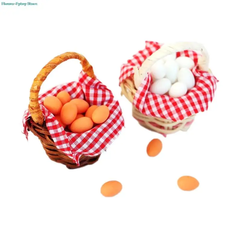 NEW-1Set-1-12-Dollhouse-Miniature-Egg-Basket-Red-Plaid-Duck-Egg-Frame ...