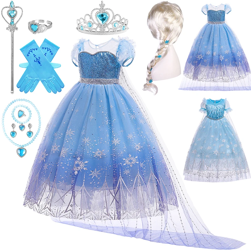 2024-Children-s-Halloween-Disguised-Princess-Elsa-Costume-Christmas ...