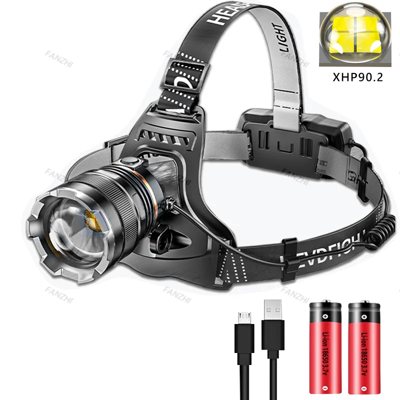 XHP90-2-Super-Powerful-Headlamp-Rechargeable-Head-Flashlight-High-Power ...