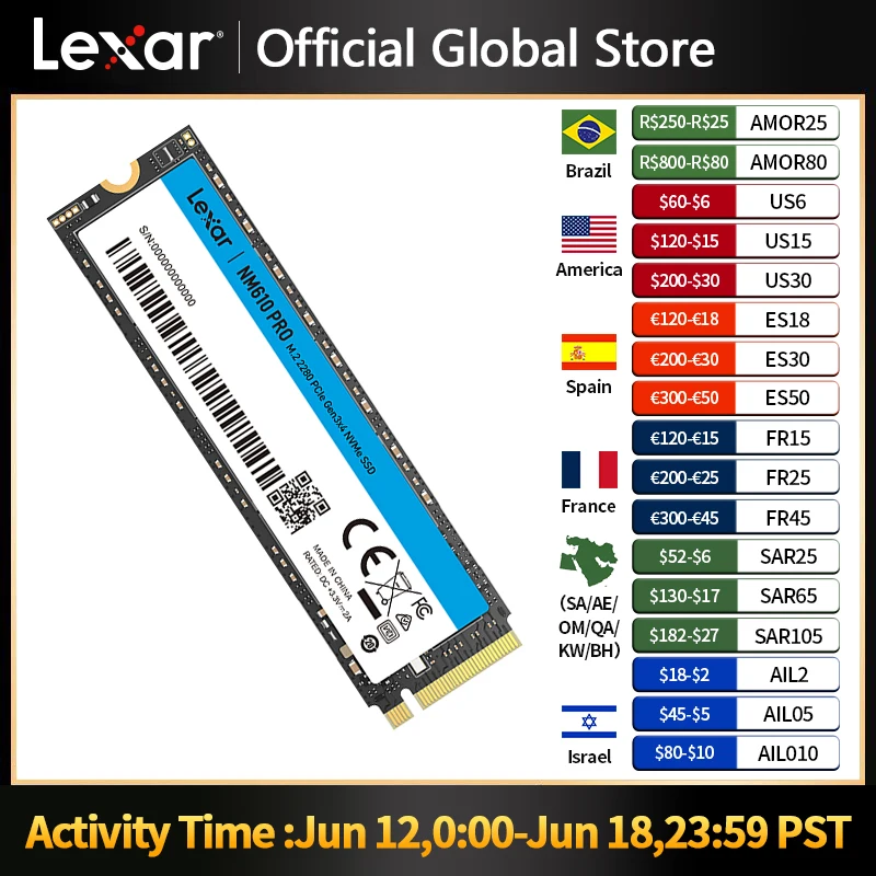 Lexar original ssd m2 2280 nvme 1tb 500gb 2tb m.2 pcie3.0x4 nm610 pro ...