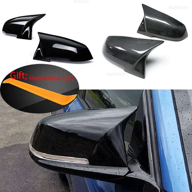 2-pieces-Rearview-Mirror-Cover-Cap-Carbon-Black-for-BMW-Series-1-2-3-4 ...