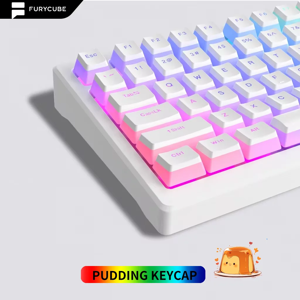 130-Keys-White-Pudding-Keycaps-Mechanical-Keyboard-BOW-Double-Shot-PBT ...