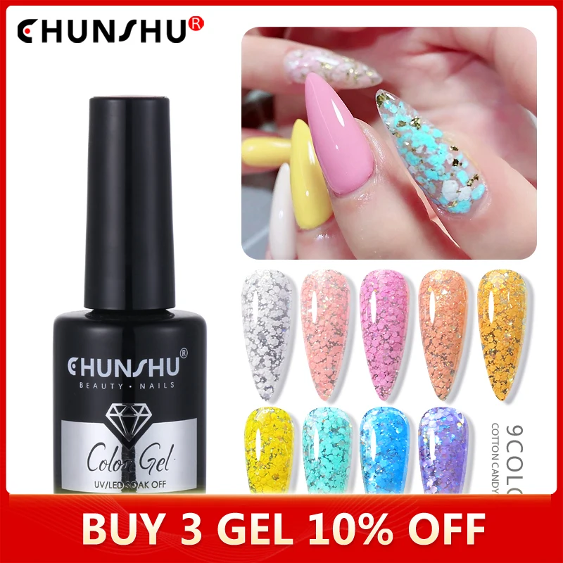 Chunshu Snowflake Gel Nail Polish White Snow Sequin Uv Led Semi ...