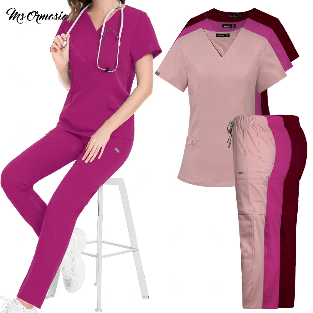 Wholesale-Casual-Short-Sleeve-V-neck-Straight-Sets-Pharmacy-Work ...