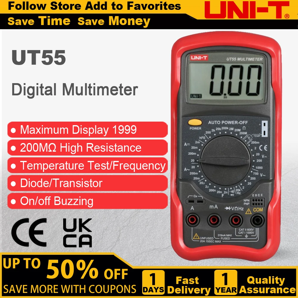 UNI-T-UT55-Universal-Digital-Multimeter-UNI-T-1000V-AC-DC-DMM-Electric ...