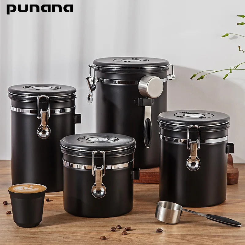 Punana Large Capacity Coffee Storage Container Stainless Steel Coffee ...