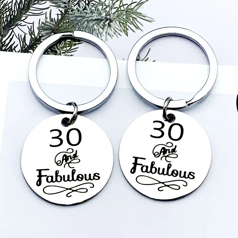 Stainless-Steel-Engraved-30-40-50-60-Year-Old-Disc-Keychain-Fabulous ...