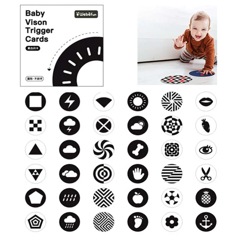 Montessori-Baby-Toys-Black-and-White-Flash-Cards-High-Contrast-Infant ...