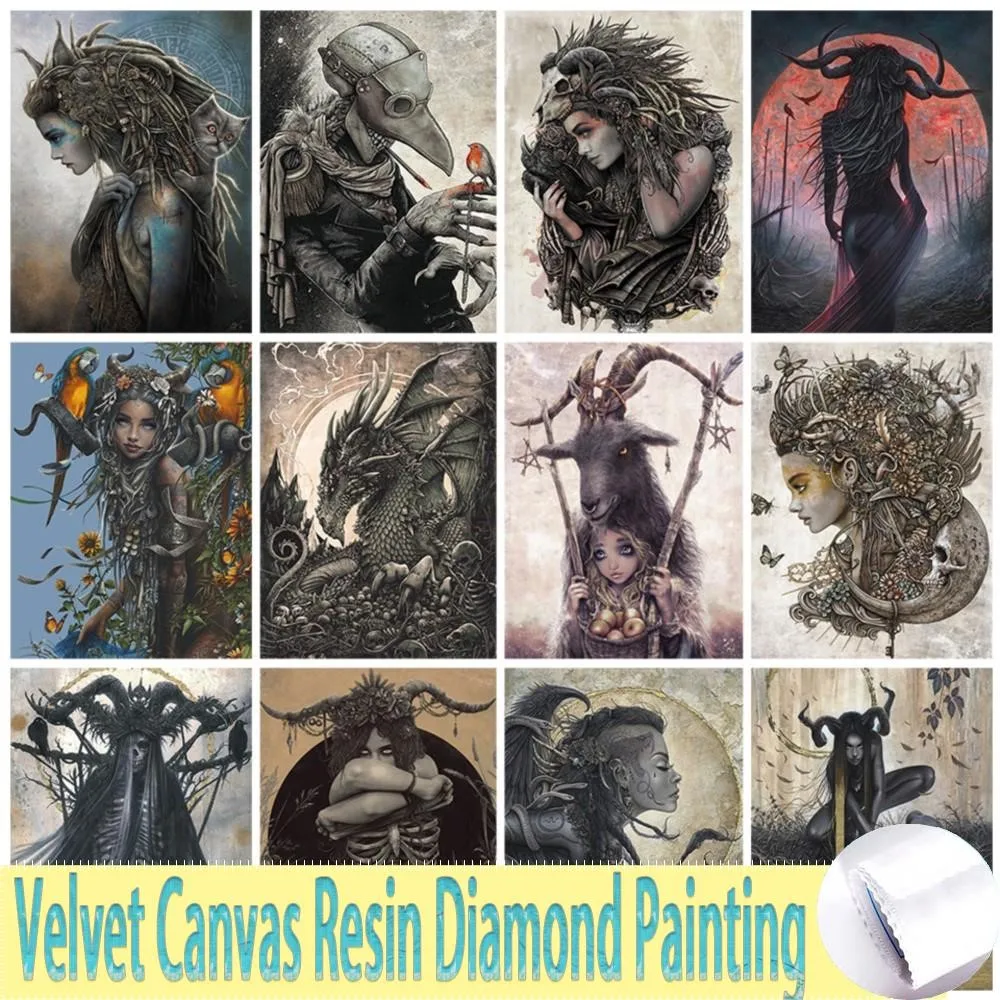Pintura-de-diamante-de-resina-de-lona-de-terciopelo-5D-bordado-de-plaga ...