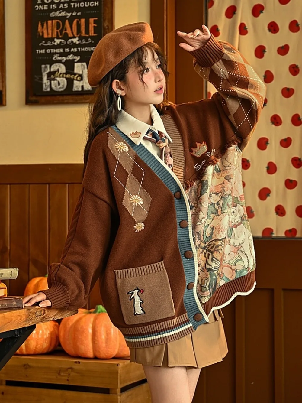 Little-Prince-embroidery-ambience-retro-mori-knit-V-neck-sweater ...