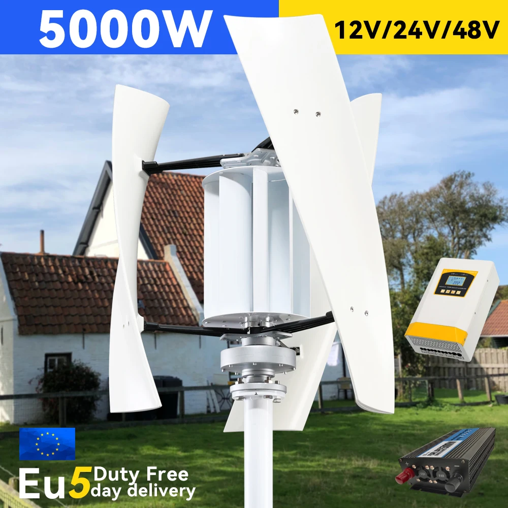 5000w Wind Turbine 48v 24v 12v 3 Blades Magnetic Suspension Generator ...