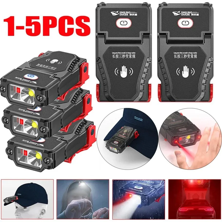 LED-Sensor-Headlamp-Type-C-Charging-Hat-Clip-Cap-Light-Super-Bright ...