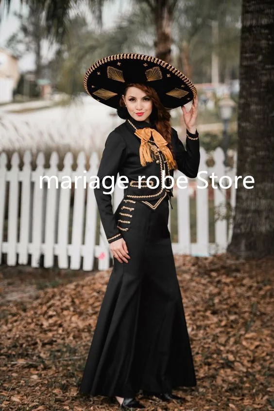 Black-Traditional-Outfits-Mexican-Prom-Dresses-2023-Mariachi-Long ...