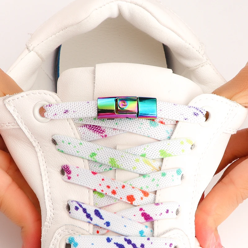 Colorful-Press-Lock-Shoe-Laces-Without-Ties-Elastic-Sports-Shoelaces ...