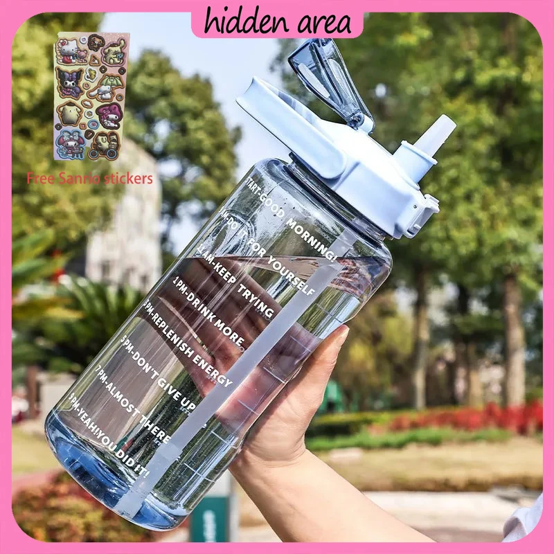 2l-Portable-Water-Bottle-Transparent-Large-Capacity-Plastic-Straw-Water-Cup-Drink-Bottle-With ...