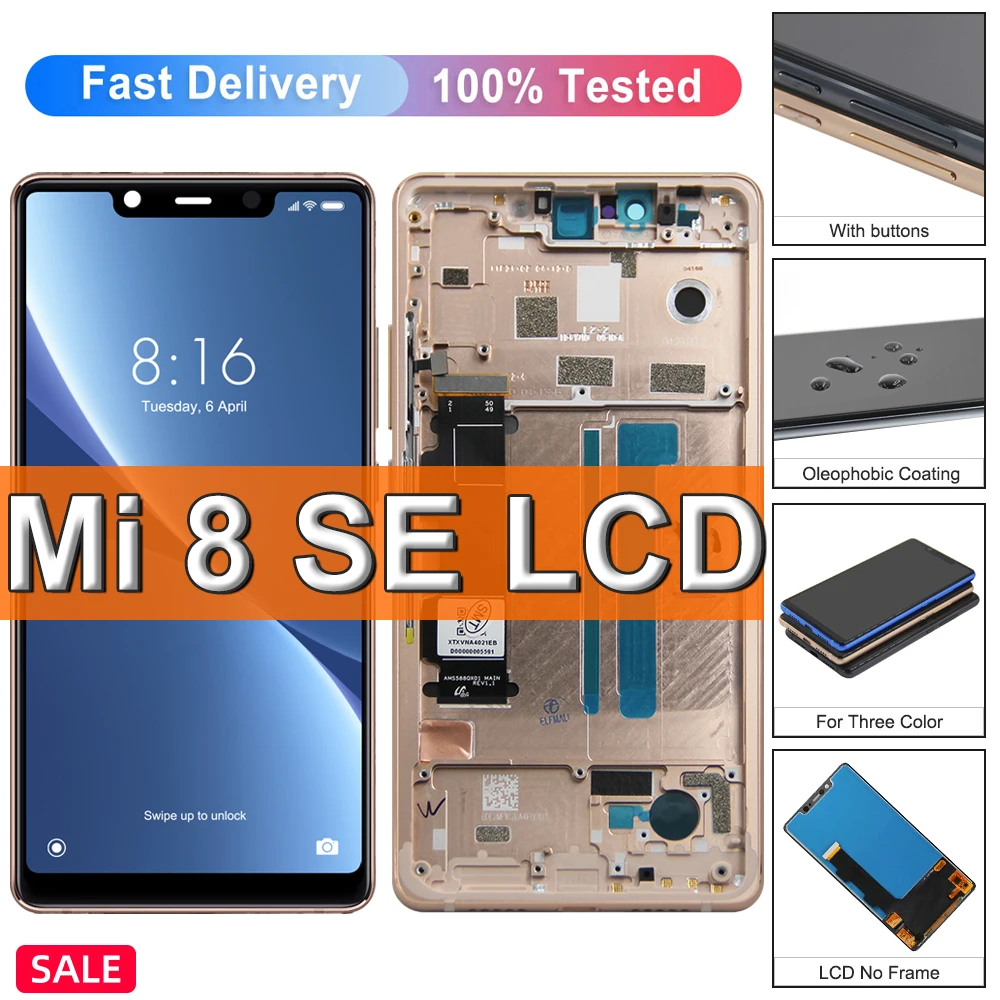 5.88" TFT High Quality for Xiaomi Mi 8 SE LCD Display with Frame,Touch Screen Digitizer Assembly ...