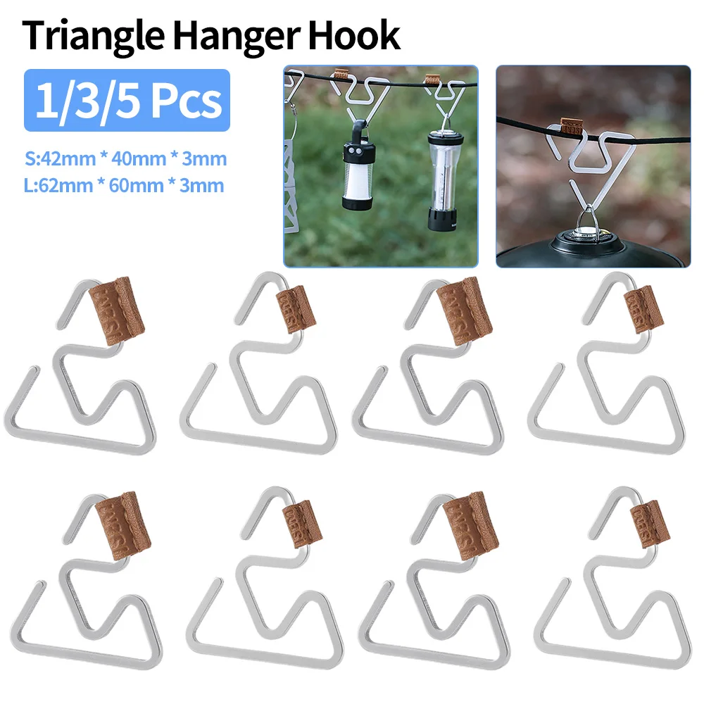 1-3-5-Pcs-Triangle-Hanger-Hook-Stainless-Steel-Multifunctional-Camping ...
