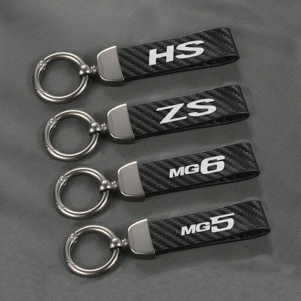 Carbon-Fiber-Car-Keychain-Scratch-Resistant-PU-Leather-Keyring-Auto ...