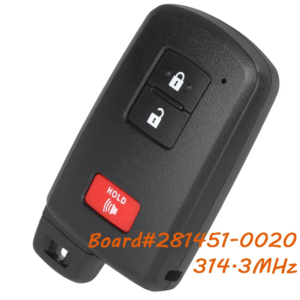 DIYKEY 281451-0020 토요타 프리우스 C 프리우스 V RAV4 스마트 키리스 리모컨 키 FOB HYQ14FBA ...