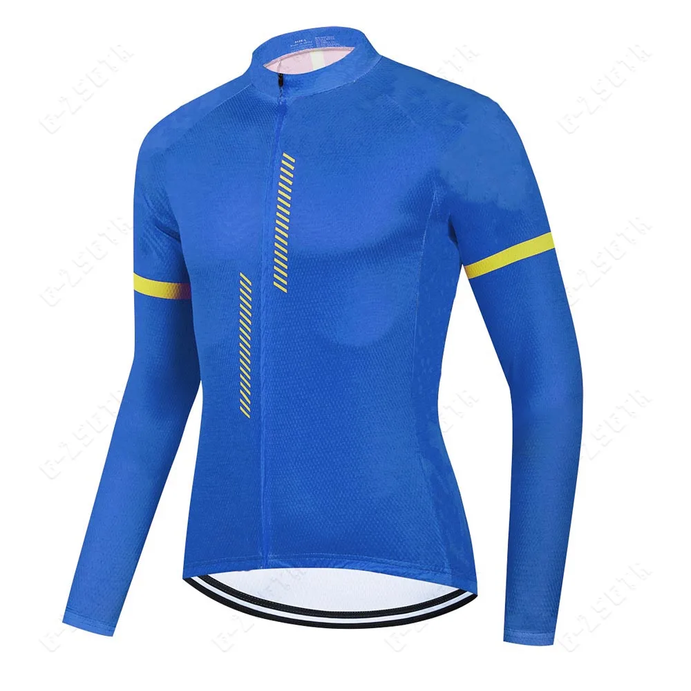 Mens Cycling Jersey Blue Cycling Long Sleeve Bicycle Clothing Pro Team ...