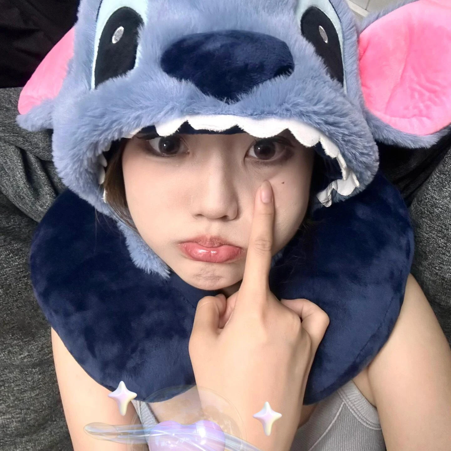 Disney-Lilo-Stitch-U-shaped-Hooded-Neck-Pillow-Alien-Travel-Blackout ...