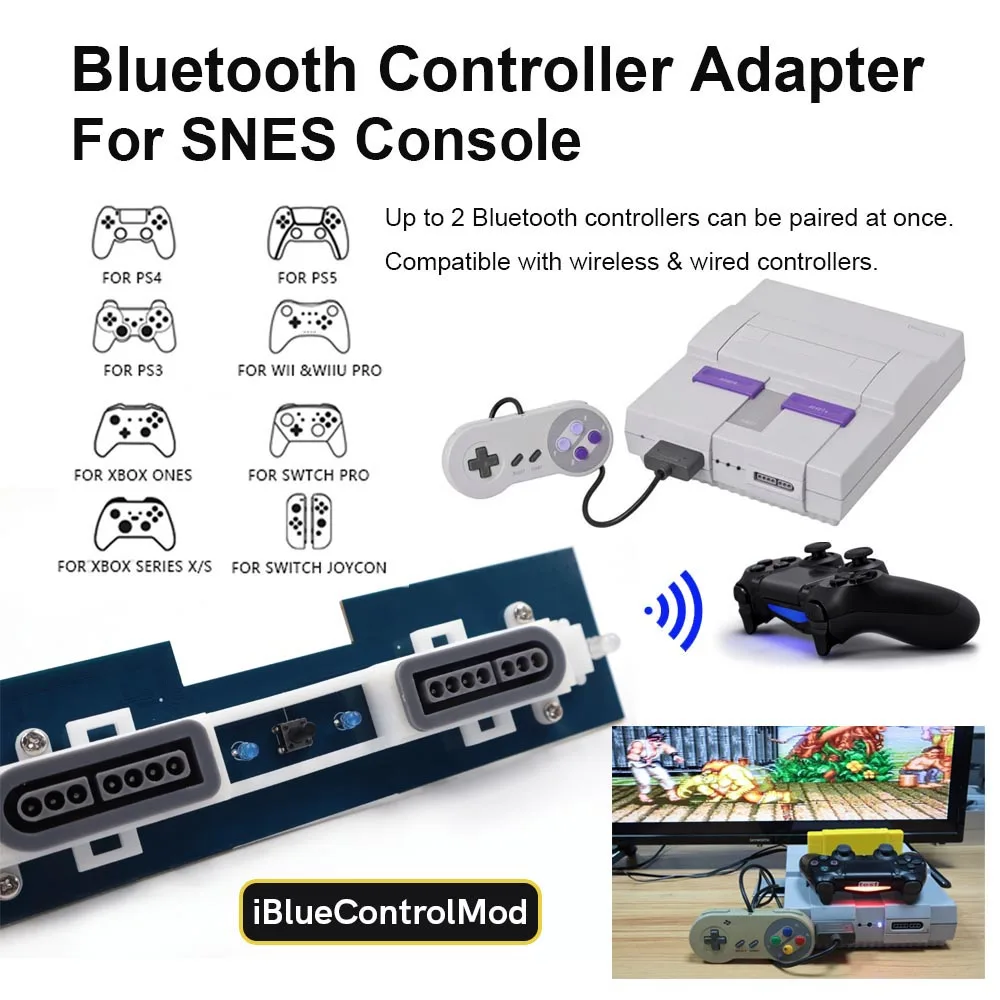 IBlueController-SNES-Bluetooth-Adaptador-Interno-Suporte-Console-SNES ...