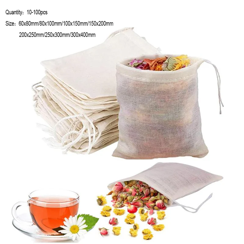 Cotton Cloth Bag Reusable Locking Spice Strainer Mesh Filter Chinese ...