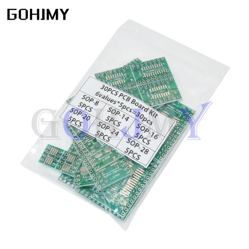 30PCS PCB Board Kit SOP24 SOP8 SOP14 SOP16 SOP20 SOP28 SMD Turn To DIP ...