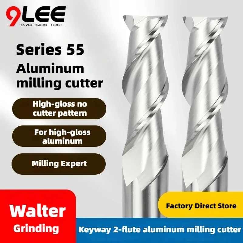 HRC55° Aluminum End Mill 2 Flute Keyway High-Gloss Aluminum Alloy ...