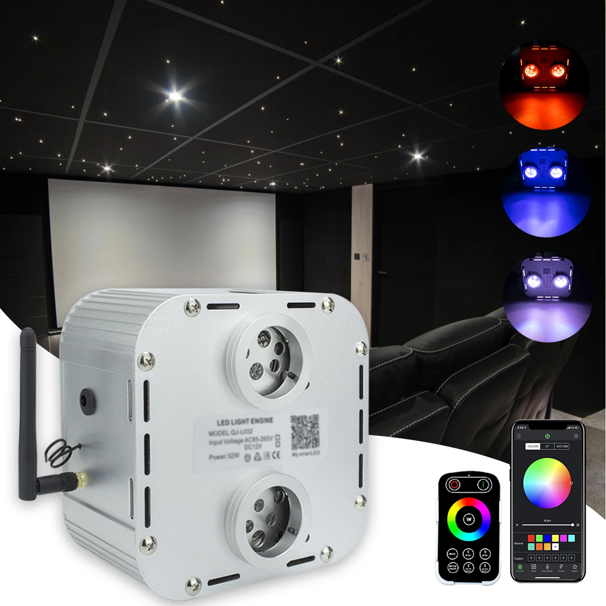 4 Level-speed 32w Rgb Double Heard Twinkle Fiber Optic Engine Starry ...