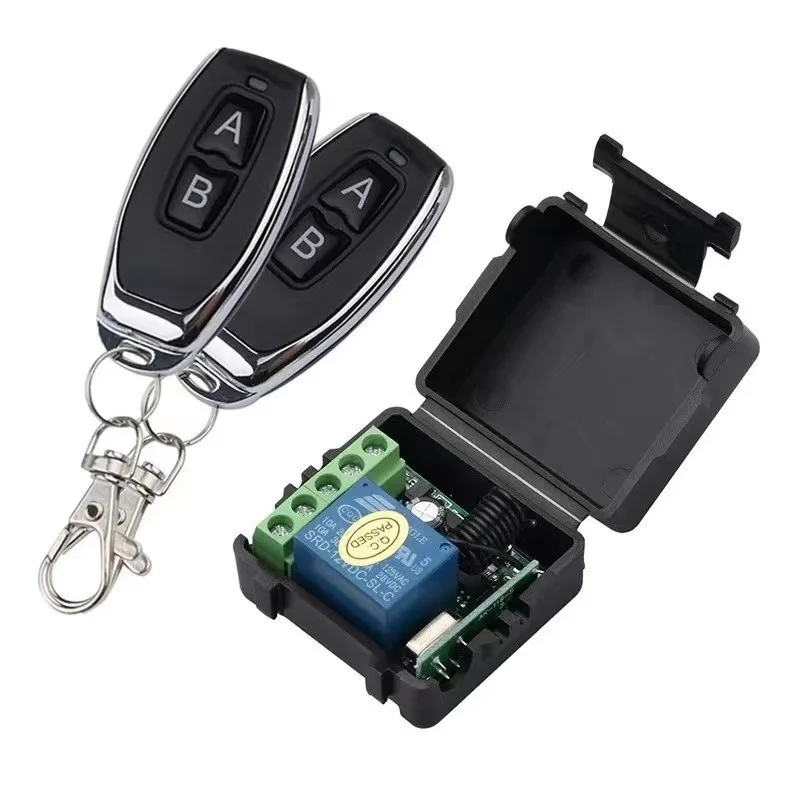 433Mhz Controle Remoto Sem Fio 433 DC 12V 1CH Relé Receptor A/B ou ON ...