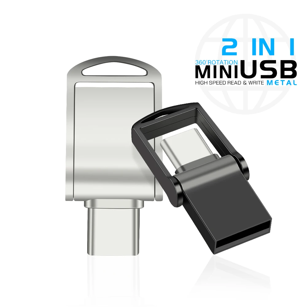 Versatile Mini Metal TYPE-C Pen Drive Flash Drives With Key Chain ...