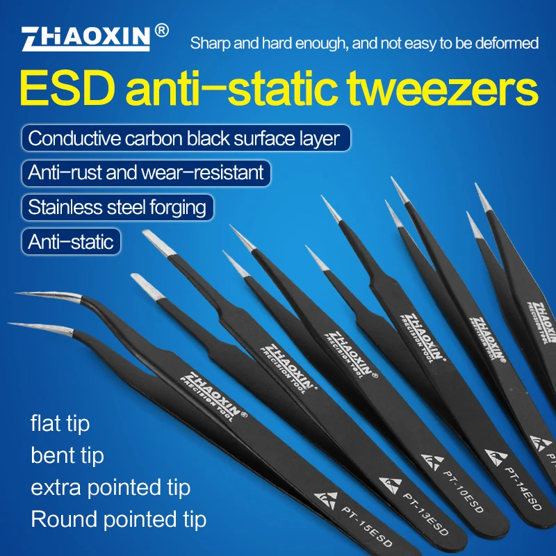 ESD-Tweezers-set-stainless-steel-Precision-Repair-Tweezers-for ...