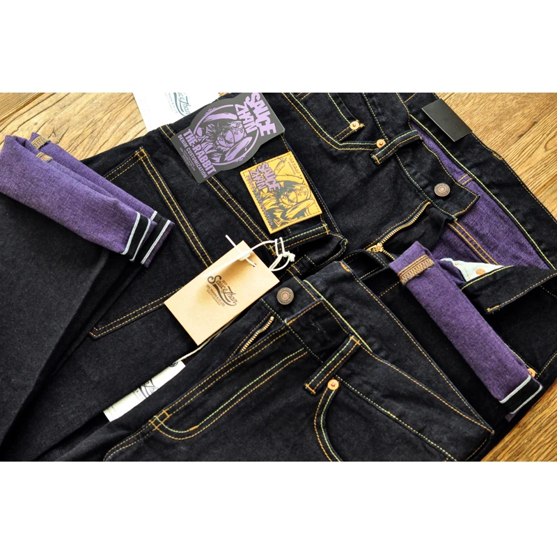 SAUCE ZHAN T308XX Mens Jeans Purple JEAN DENIM Double Sided Dyeing ...