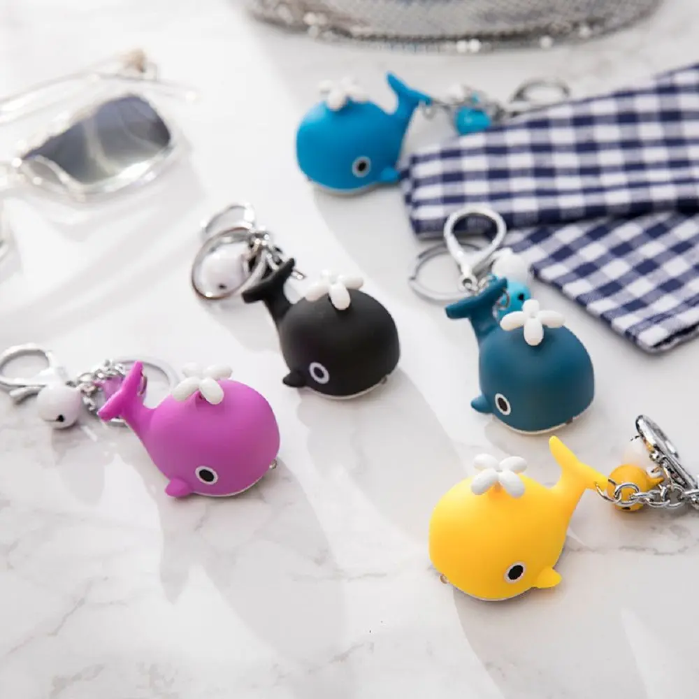 Cute Sea Whale Sounds Light Keychain Cartoon Animal Creative Key chain ...