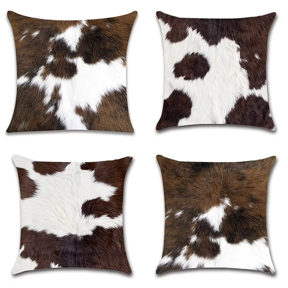 4pcs-Lot-Cushion-Cover-Farm-Animal-Cow-White-Brown-Cattle-Hair-Pattern ...