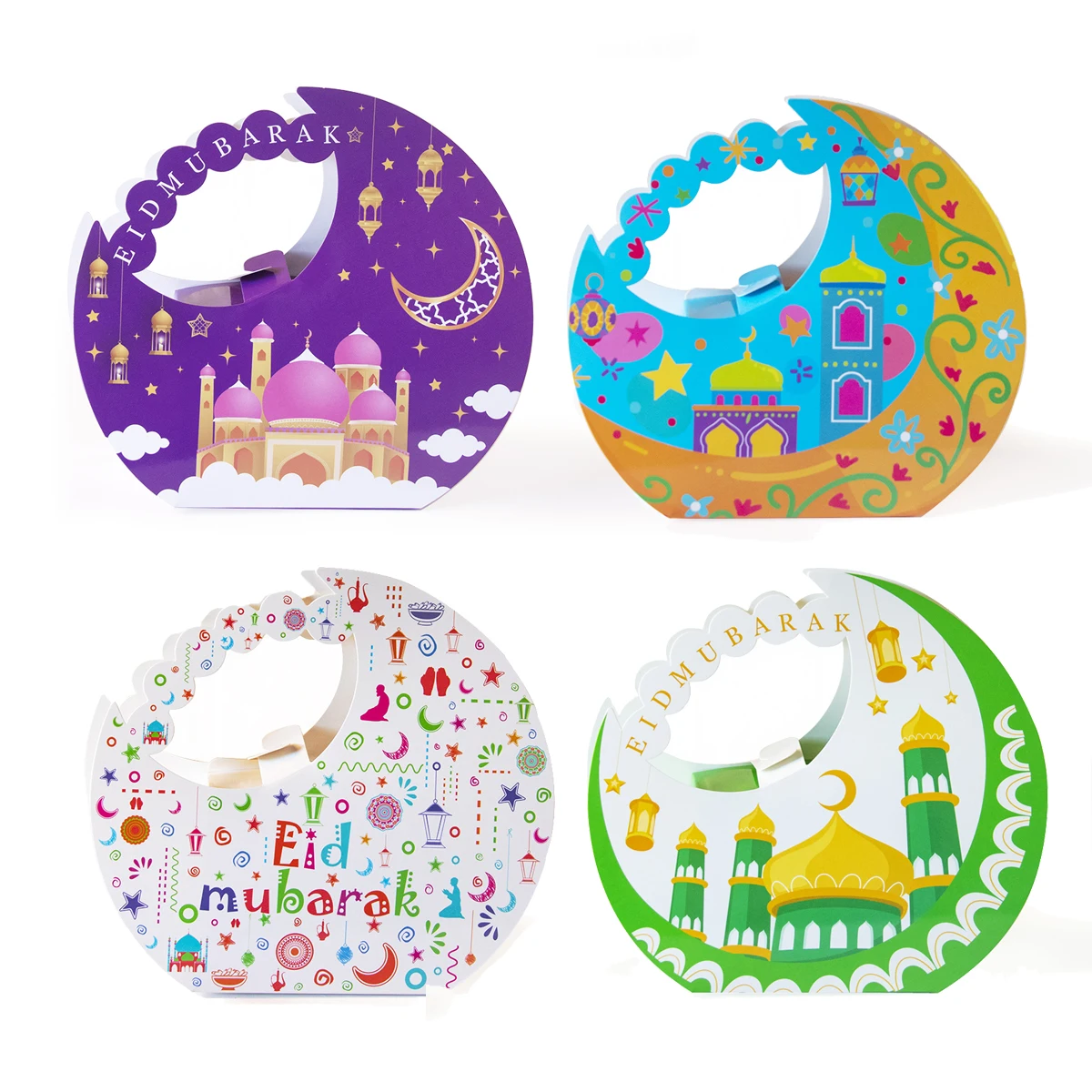 4pcs Eid Mubarak Mosque Moon Candy Cookie Boxes Ramadan Kareem Portable ...