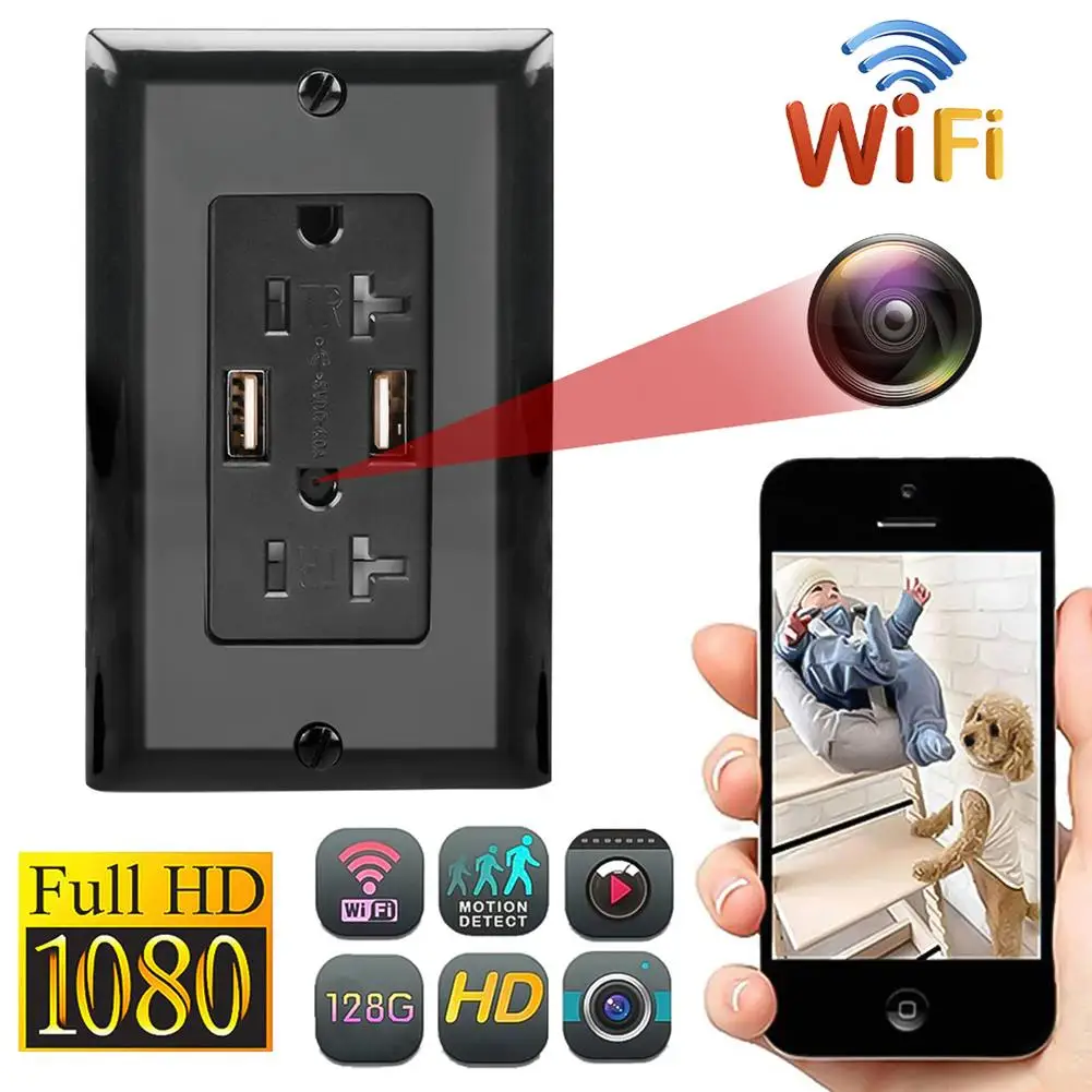 Hd-1080p-Wall-Outlet-Camera-With-Usb-Interface-Wifi-Remote-Camcorder ...