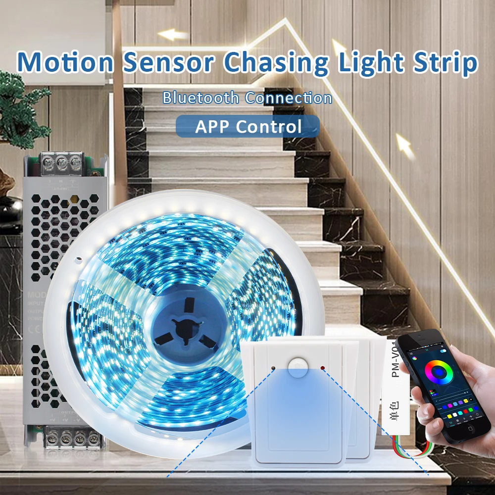 Fita-LED-com-sensor-de-movimento-infravermelho-l-mpada-para-escadas ...