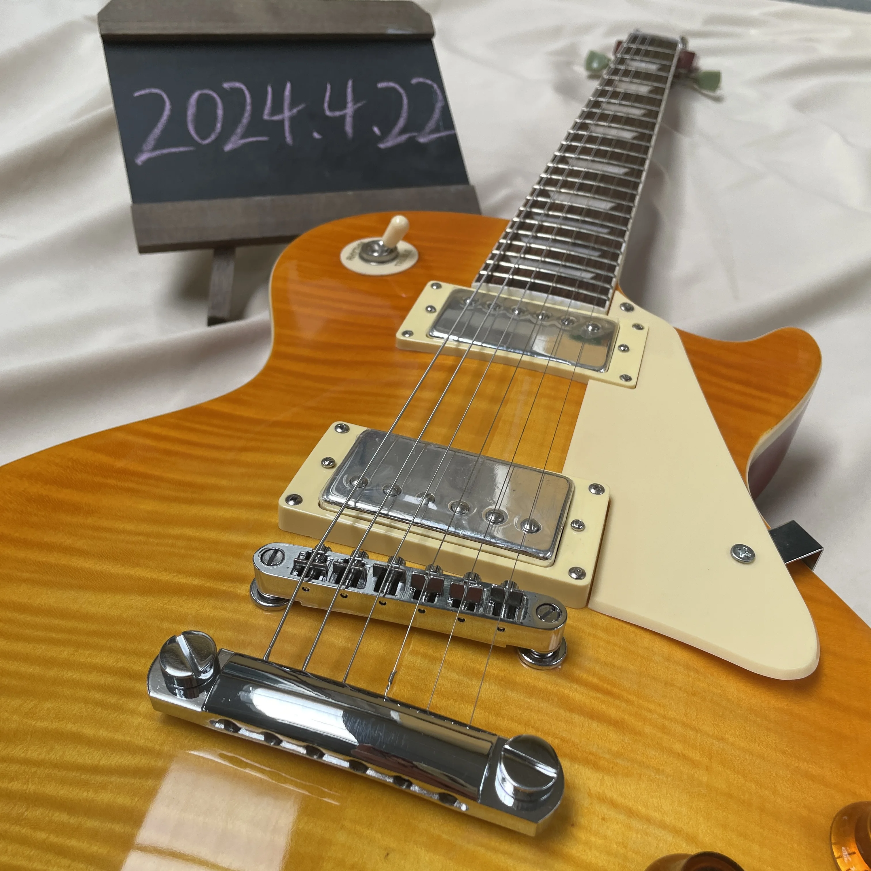 Yellow-patterned-6-string-electric-guitar-HH-pickup-guitars-rosewood ...