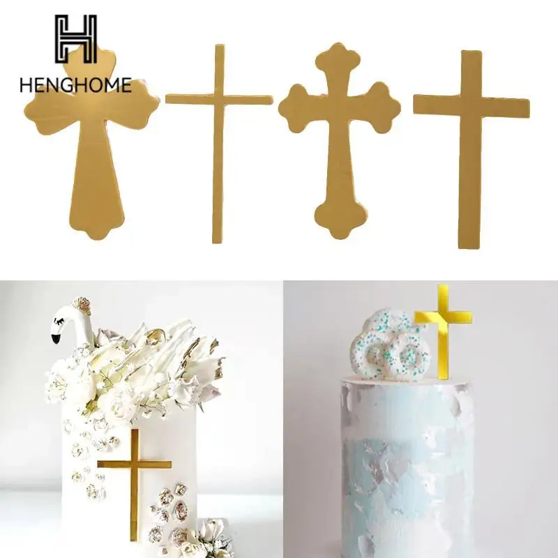 1PC-Gold-Christian-Cross-Cake-Topper-Acrylic-Cake-Decoration-God-Bless ...