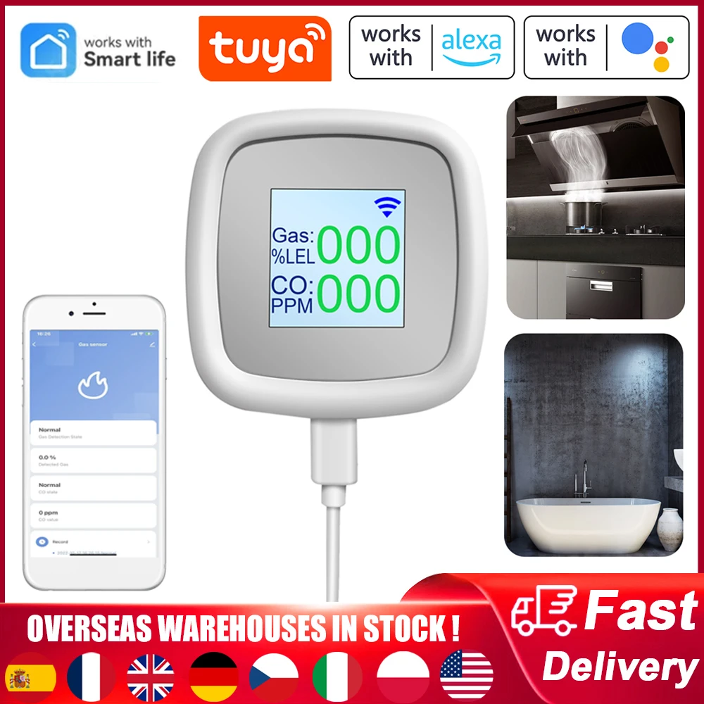 Tuya WIFI Combustible Gas Detector Gas Alarm Digital Gas Detection ...