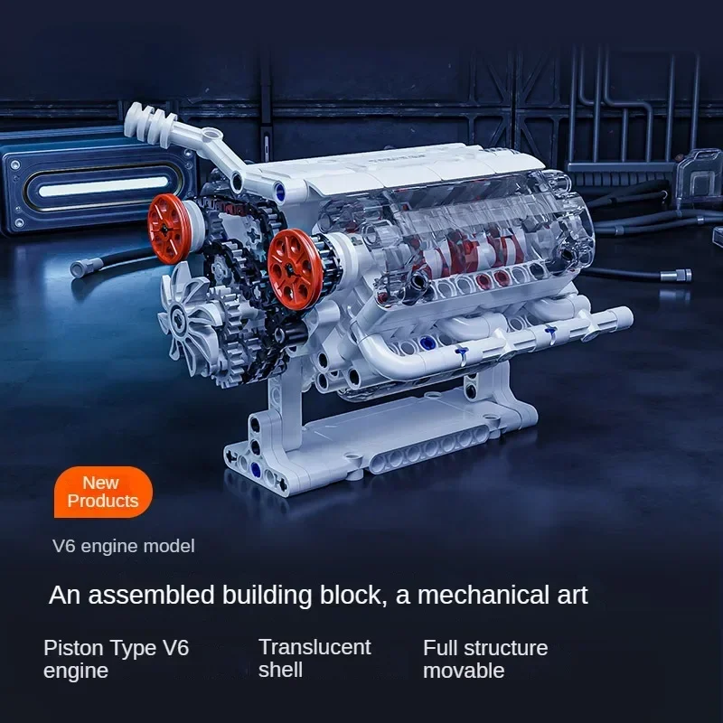 EngineV6-V8-Bouwsteenset-DIY-Motorgebouw-Speelgoed-Visuele-Simulatie ...