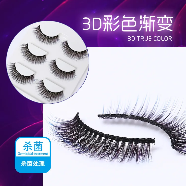 3 쌍 가짜 밍크 헤어 다채로운 속눈썹 3d 그라데이션 컬러 가짜 속눈썹 연장 속눈썹 연장 속눈썹 연장 가짜 밍크 헤어