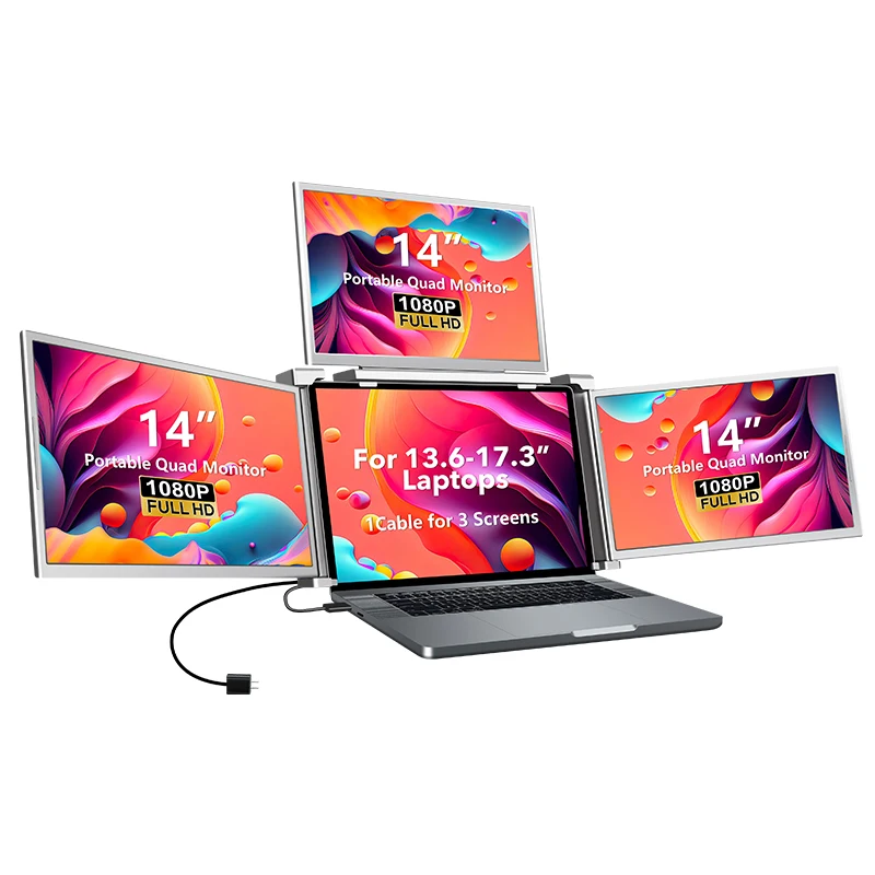 Fopo 2025 New 14 Inch 1080p Quad Portable Monitor Triple Bulk Lcd With ...