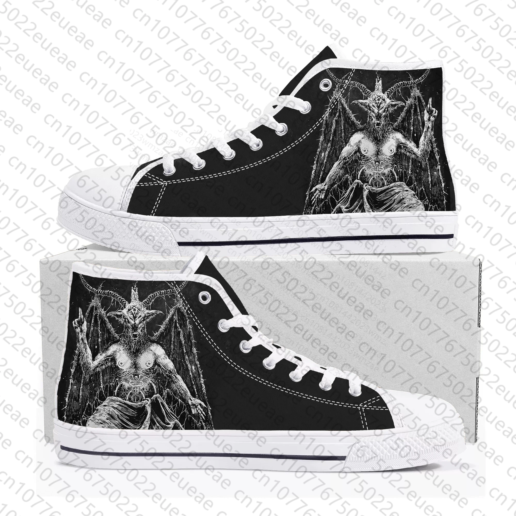 Pentagram-Baphomet-Satan-Satanic-Goth-Gothic-Goat-High-Top-Sneakers ...
